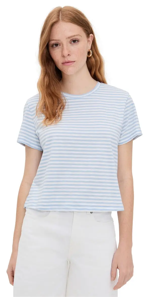 Buy Madewell Bella Tee Slub Stripe - White/light Pool Stripe At 40